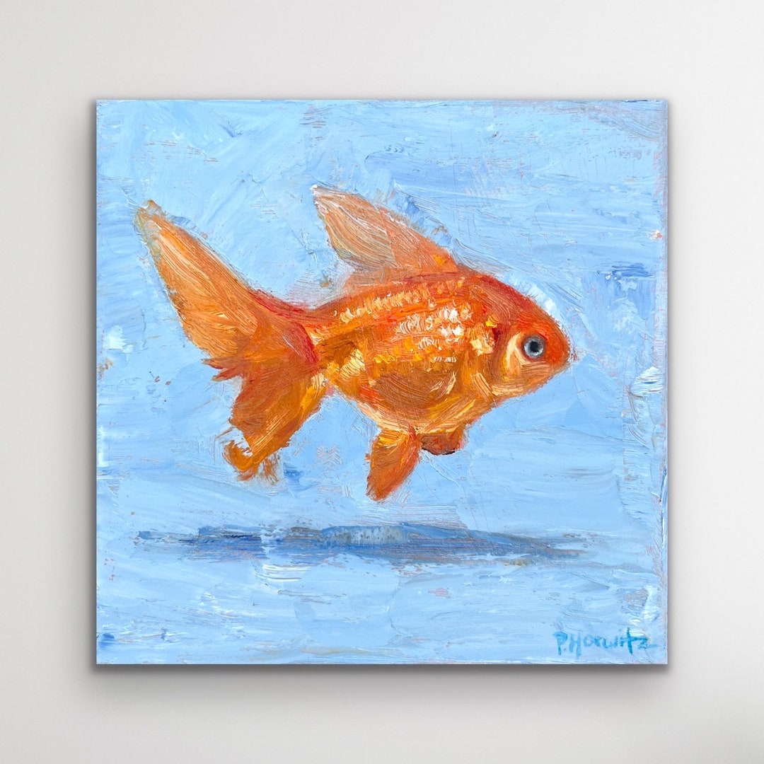 Gold Fish Oil Painting L Shiny Goldfish L Textured Painting L Fish ...