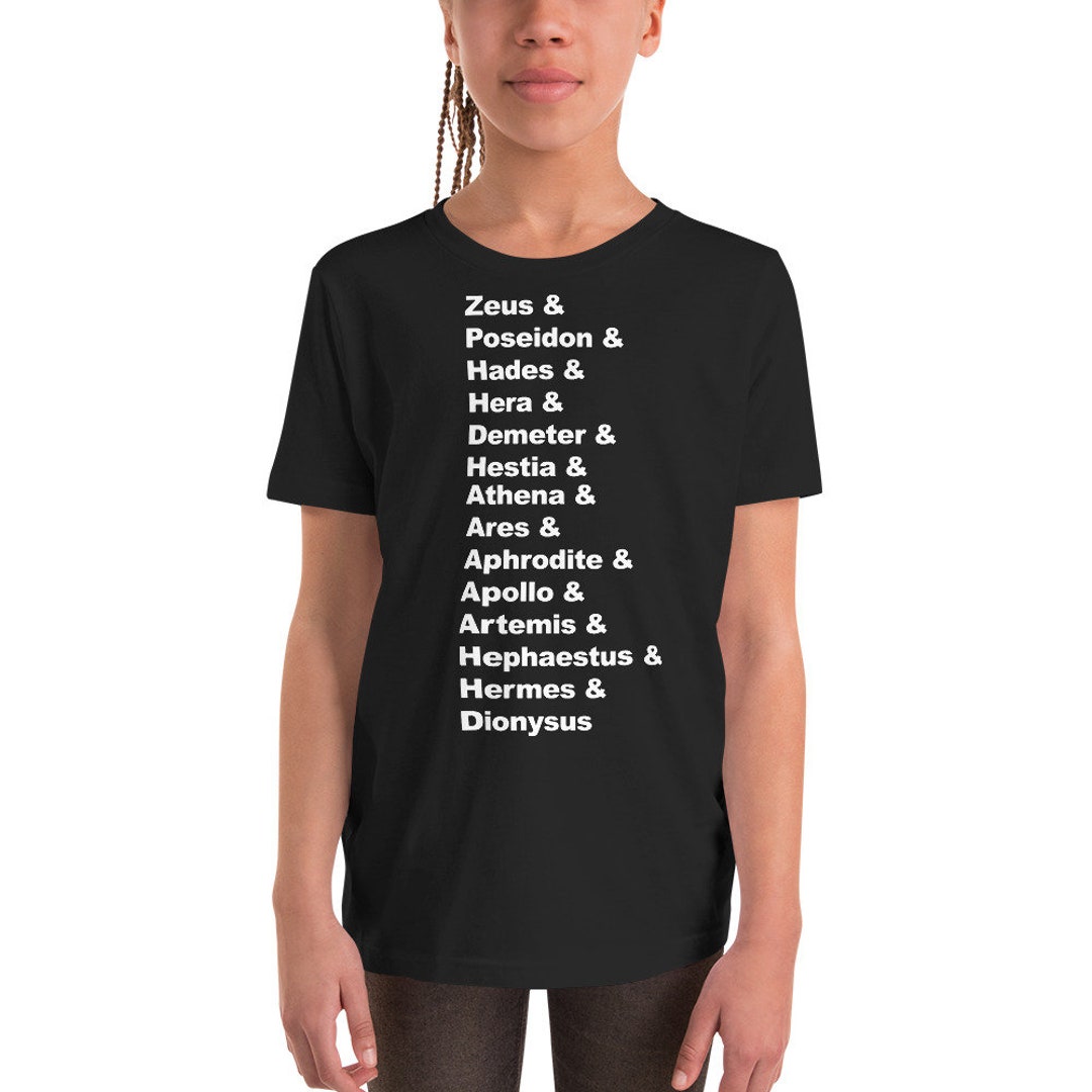 Greek Mythology Gods Pantheon List of Demigod Names Youth Short Sleeve ...