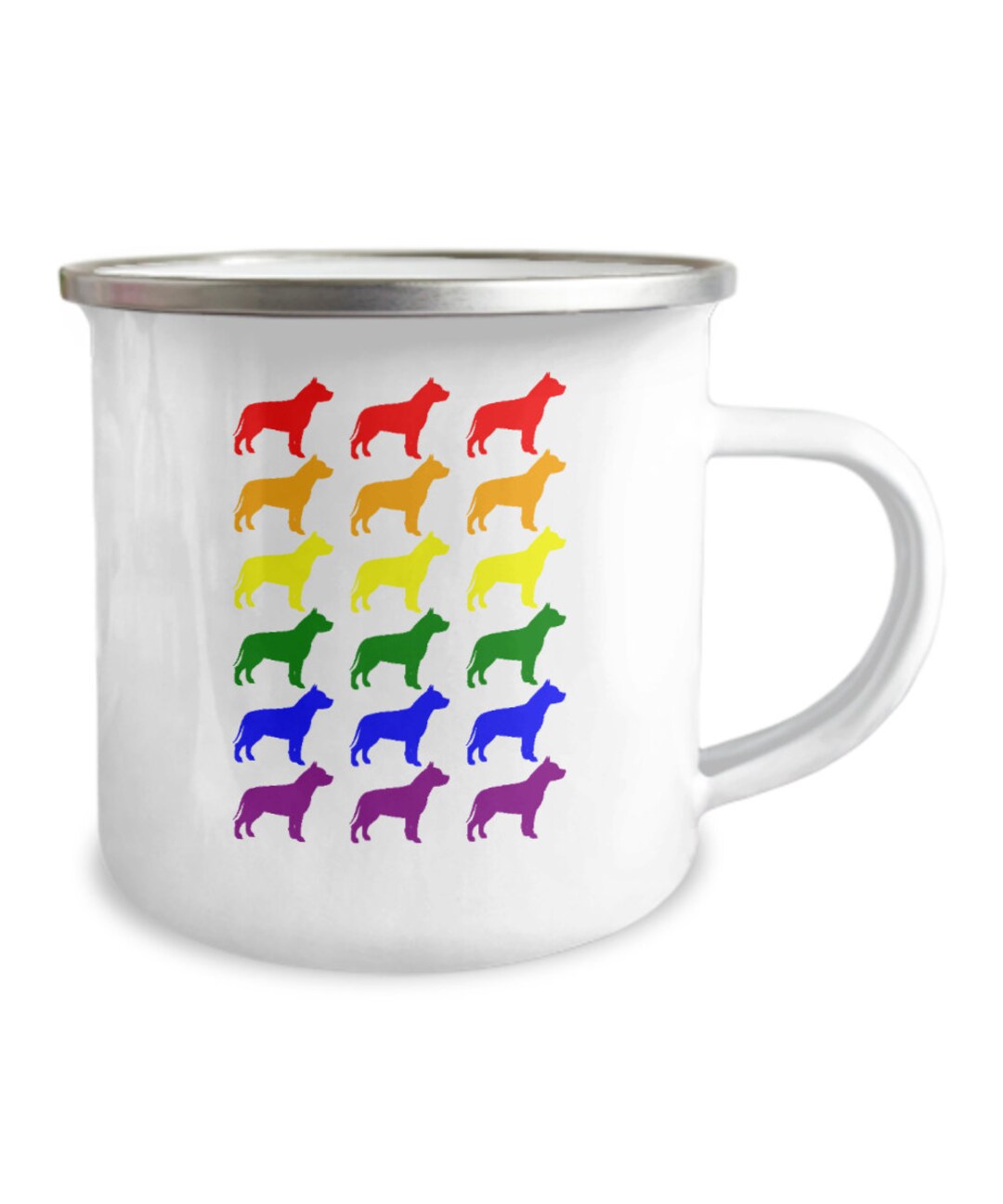 Pit Bull Camping Mug - Pit Bull LGBTQ Love Rainbow Pride 12oz Campfire ...