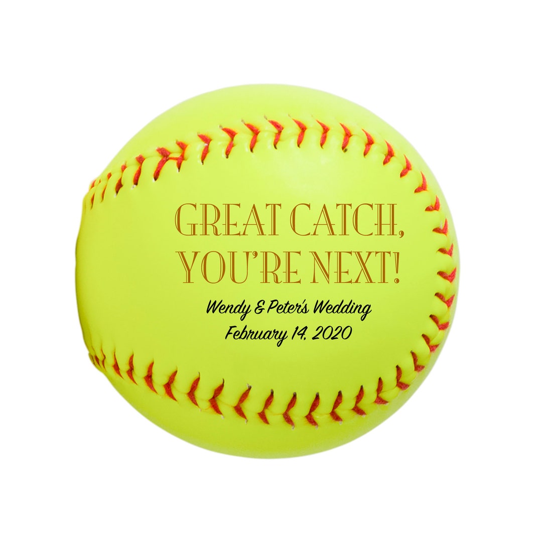 Wedding Garter Toss, Personalized Wedding Softball Gift, Great Catch ...