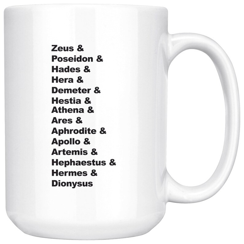 Greek Mythology Coffee Mug Gods Pantheon List of Demigod Names Greek ...