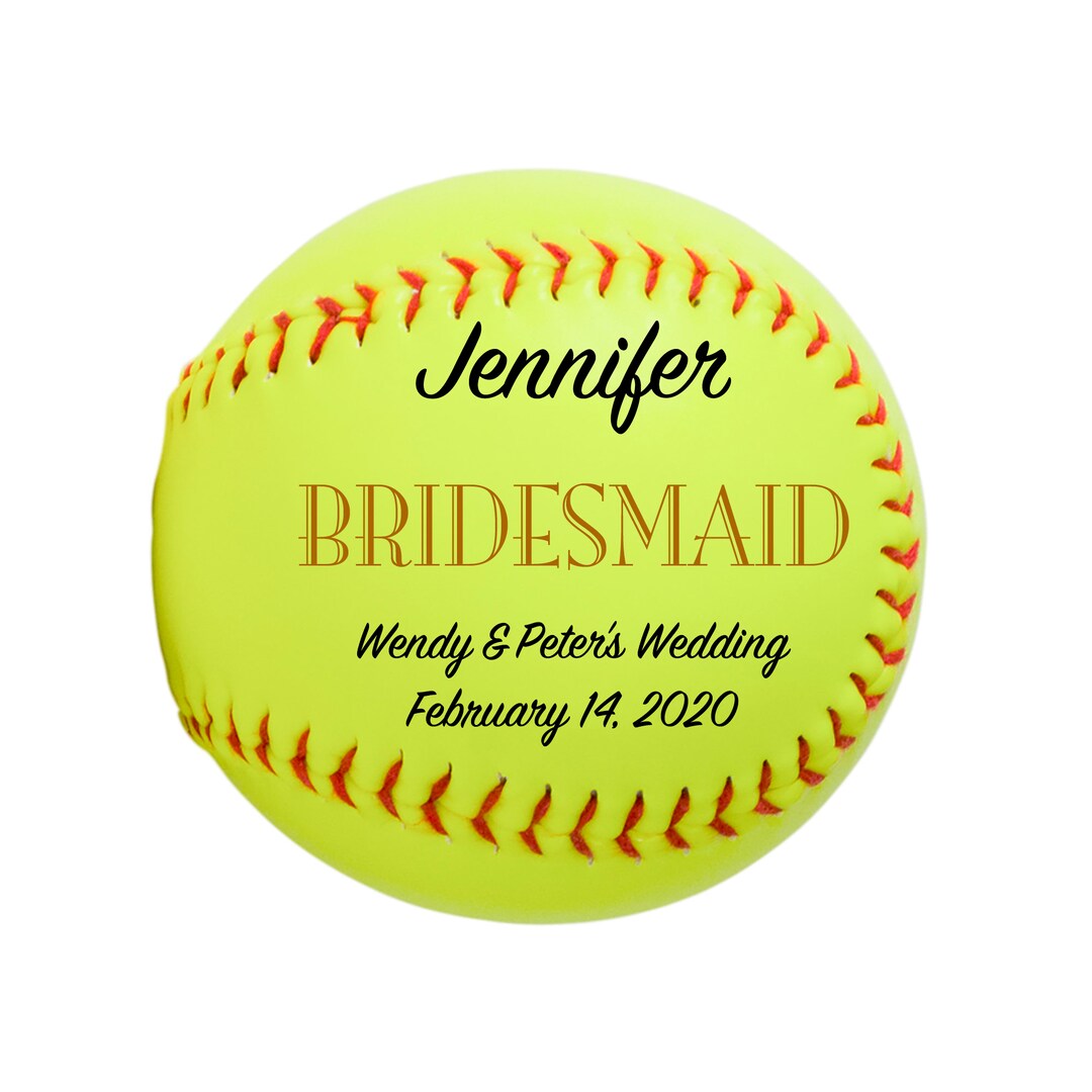 Personalized Custom Bridesmaid Wedding Softball Gift, Wedding Keepsake ...