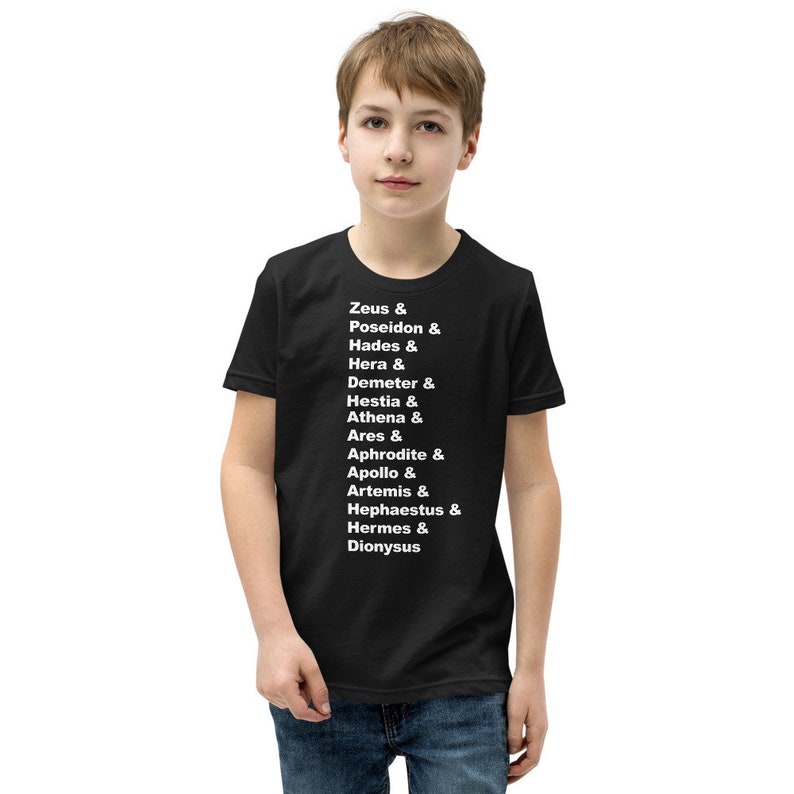 Greek Mythology Gods Pantheon List of Demigod Names Youth Short Sleeve ...