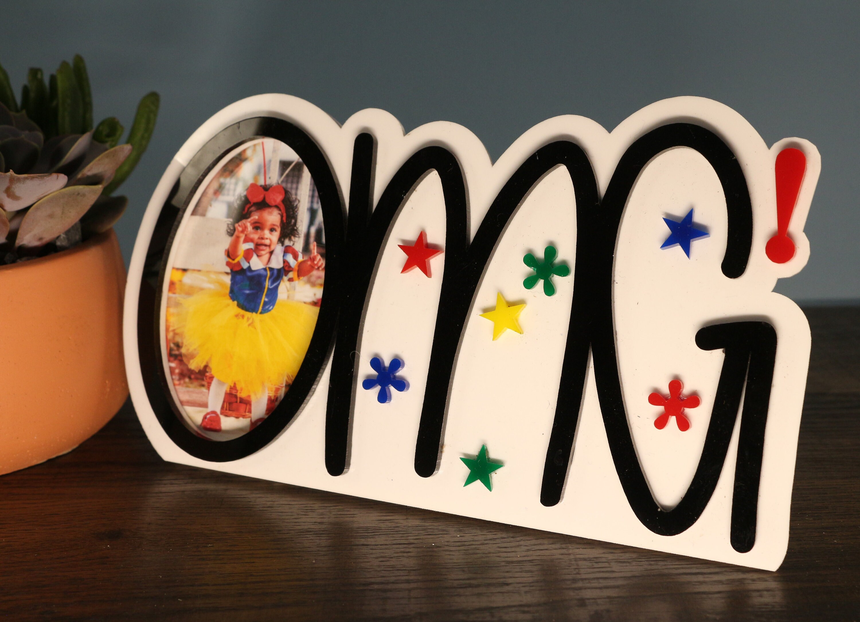 OMG Picture Frame Colorful Acrylic Photo Frame Gift to Mom | Etsy