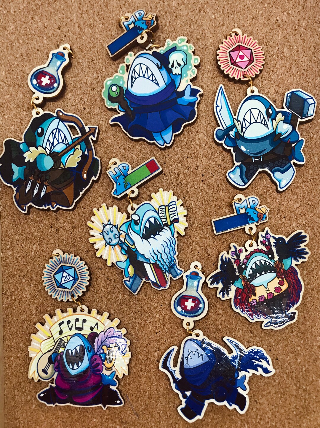 Dnd Wooden Shark Charms - Etsy