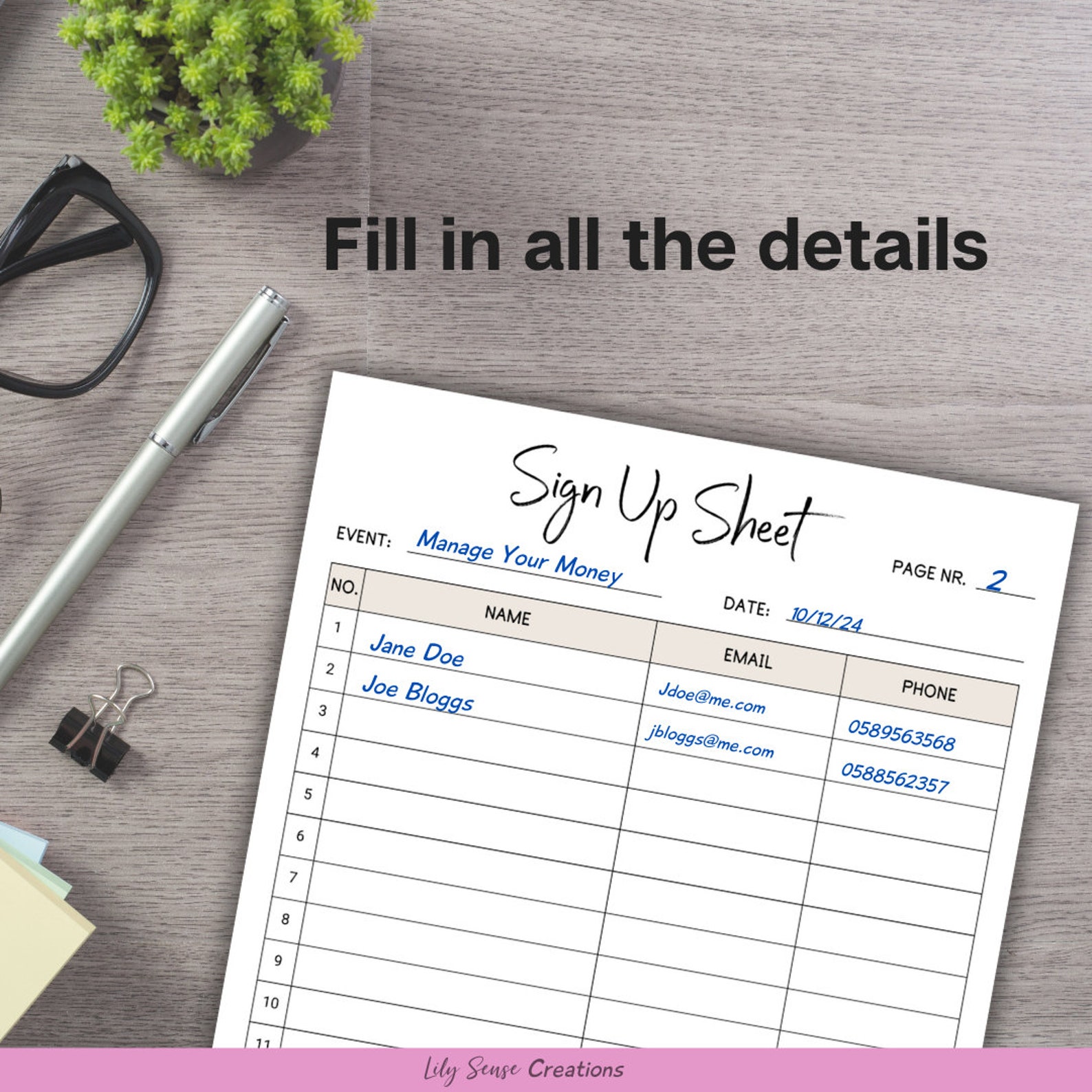 Sign up Sheet Templates, Printable Sign in Form, Event Sign up Sheet ...