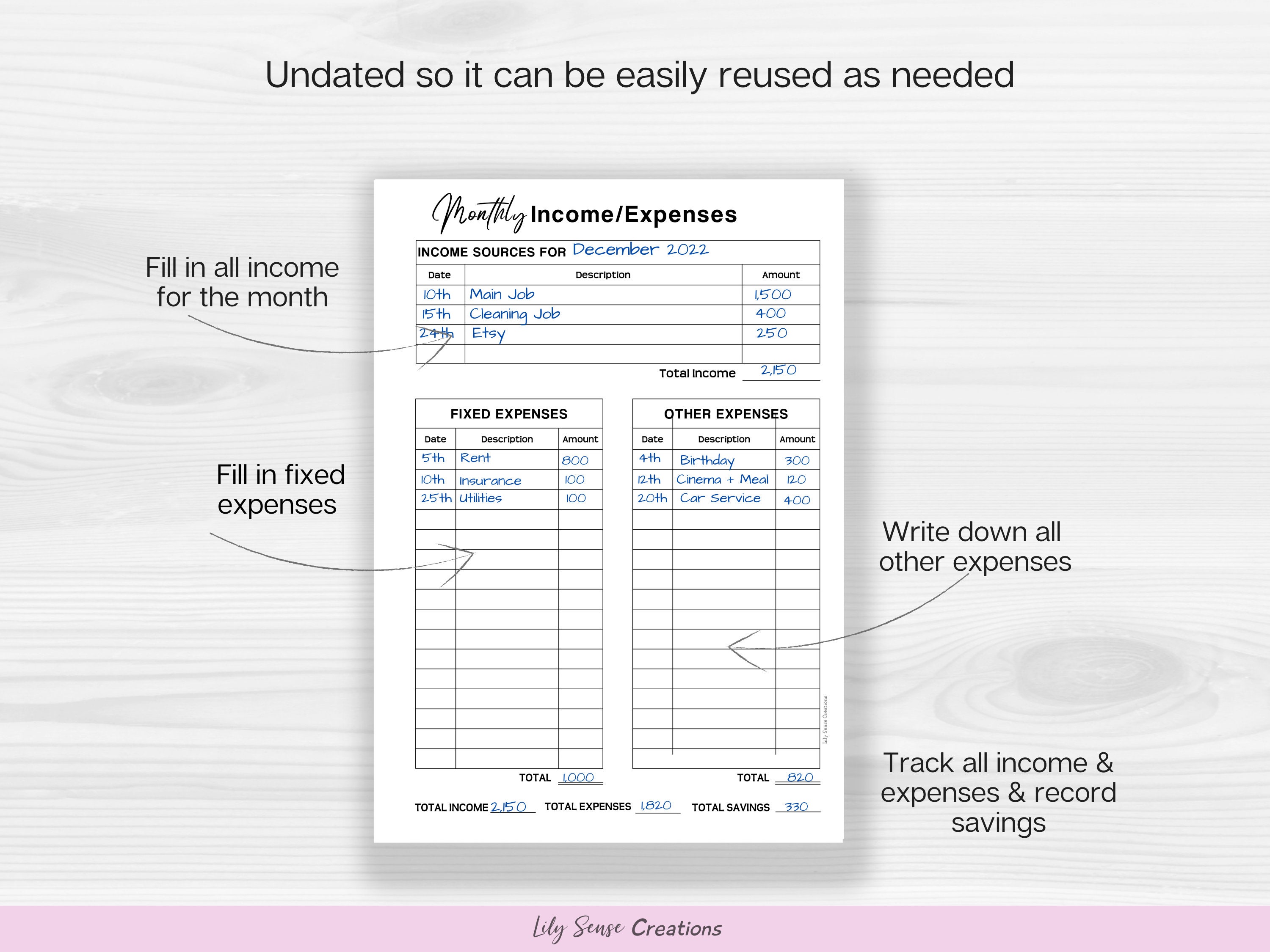 Monthly Income & Expense Tracker Printable Money Tracker - Etsy