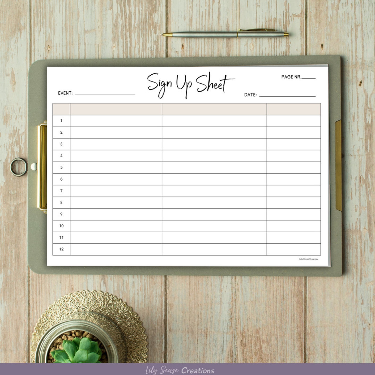 Sign up Sheet Templates, Printable Sign in Form, Event Sign up Sheet ...