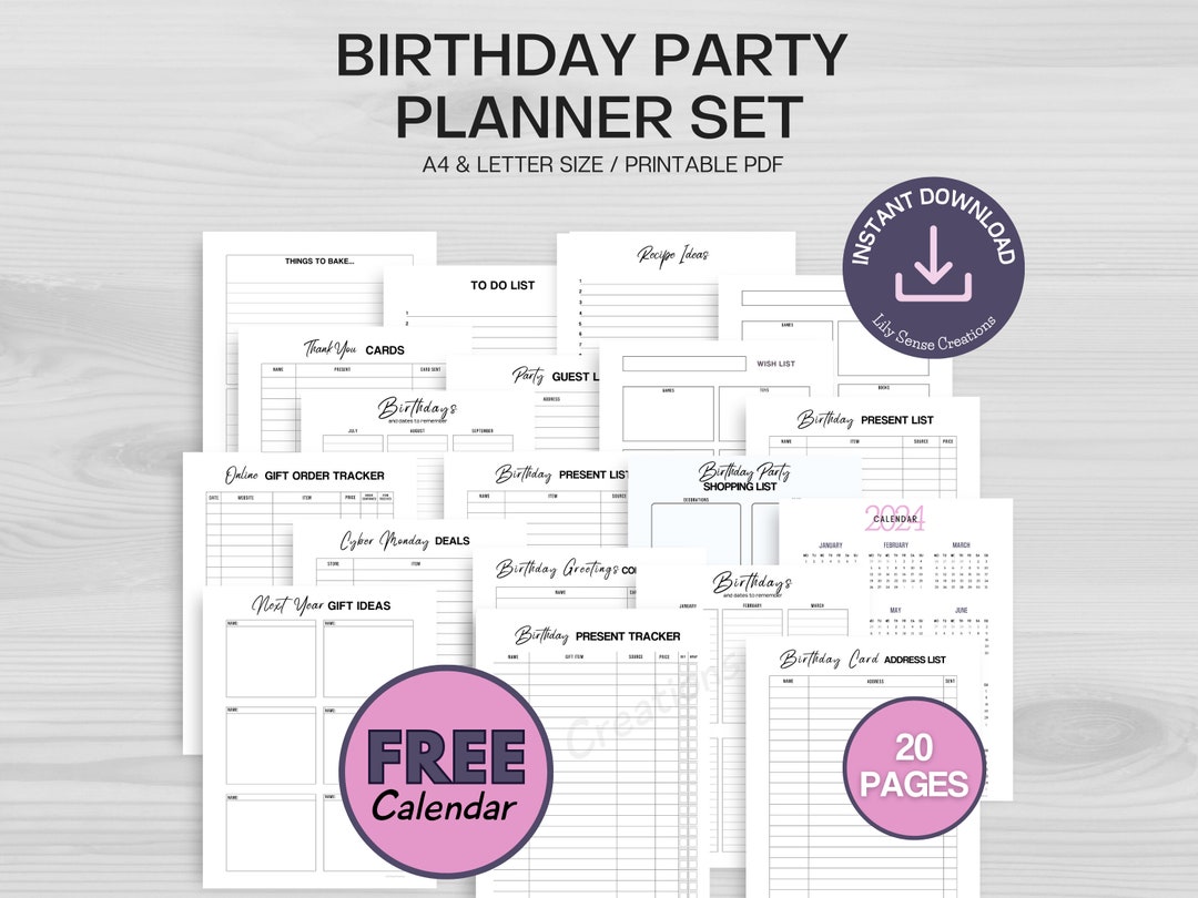 Birthday Printable Planner Party Checklist Event Planner - Etsy