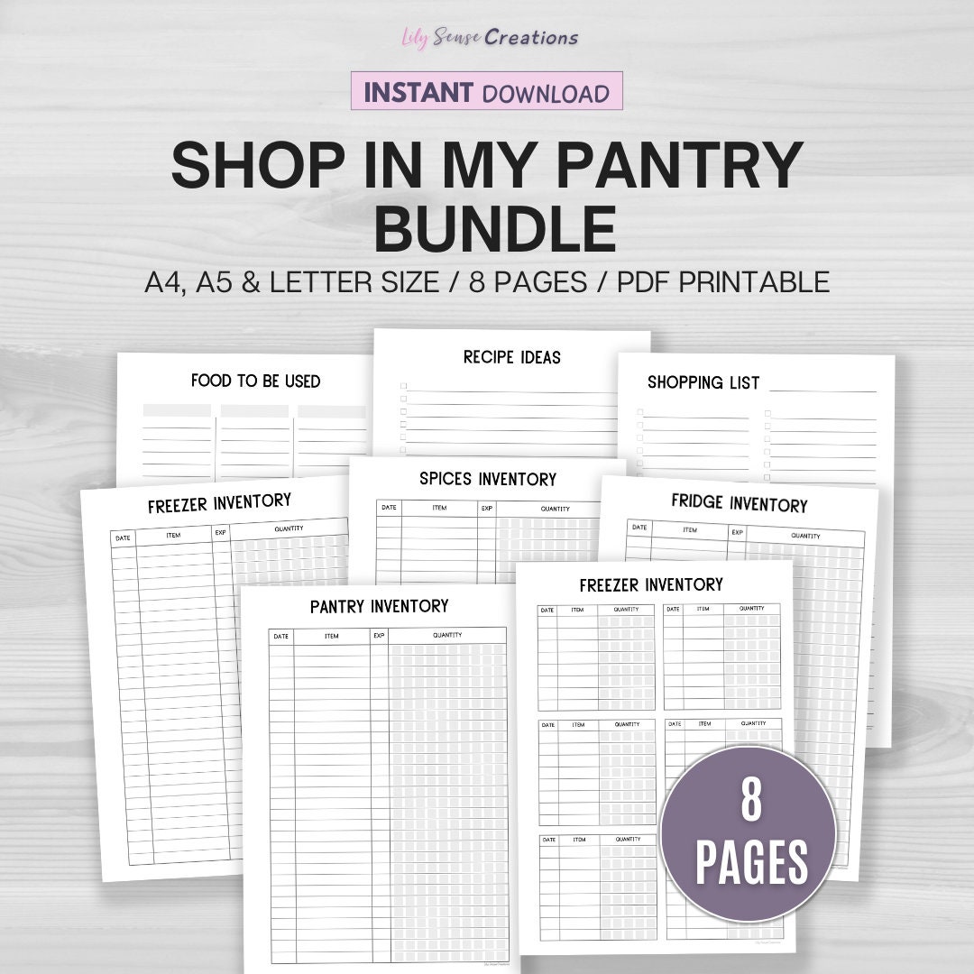 Shop in My Pantry Printable Planners, Food Inventory Tracker, Pantry ...