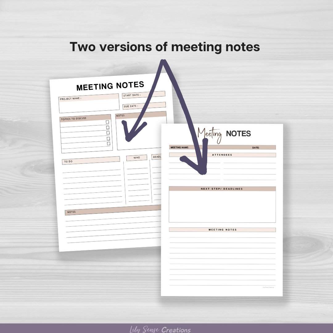 Meeting Notes Bundle, Printable Meeting Agenda Templates, Meeting ...