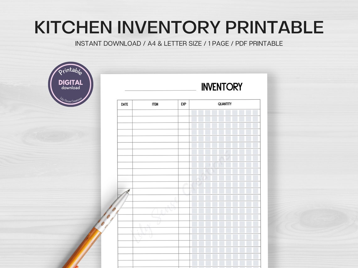 Food Inventory Printable Checklist Kitchen Inventory Fridge - Etsy