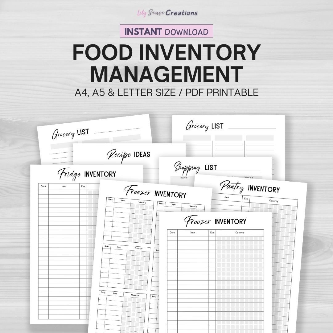 Food Inventory Management Planner Set, Pantry Checklist, Food Tracker ...