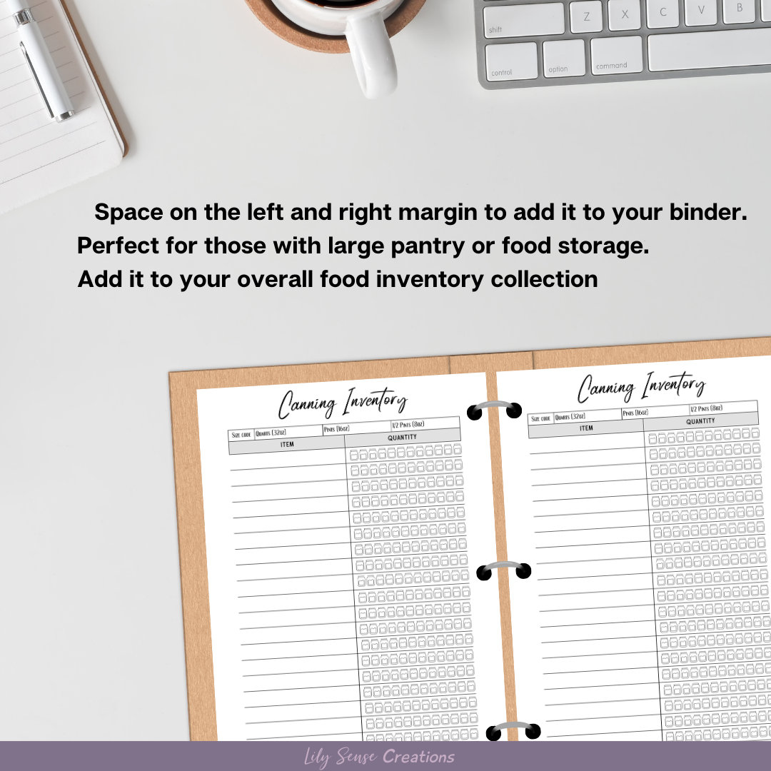 Printable Canning Inventory Planner for Long Term Food Storage, Home ...