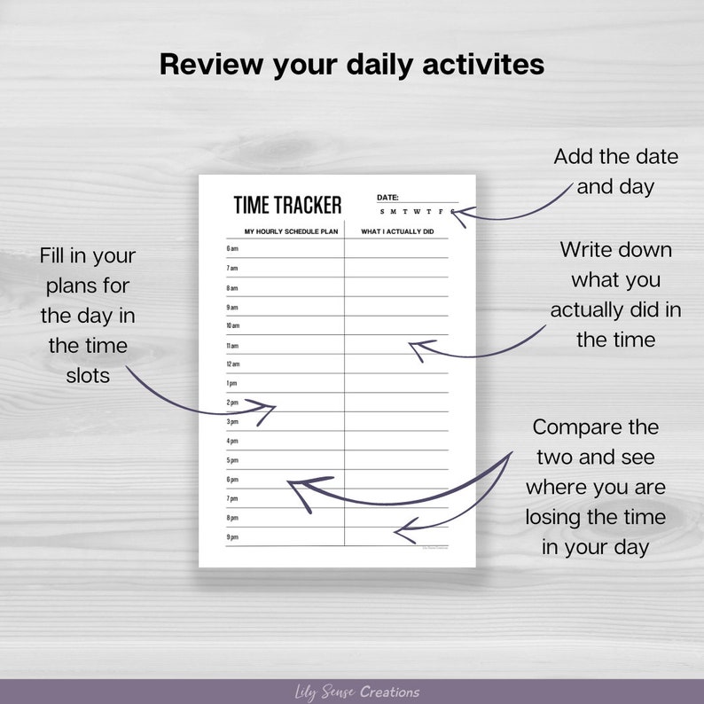 Time Tracker Printable, Time Management Template, Activity Tracker, Working Hours Log, What I ...