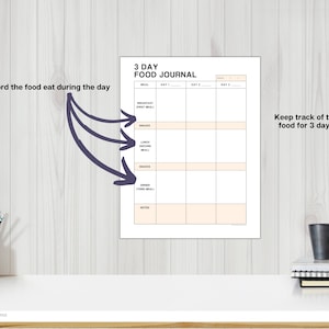 3 Day Food Journal Printable Food Tracker Daily Food Diary - Etsy