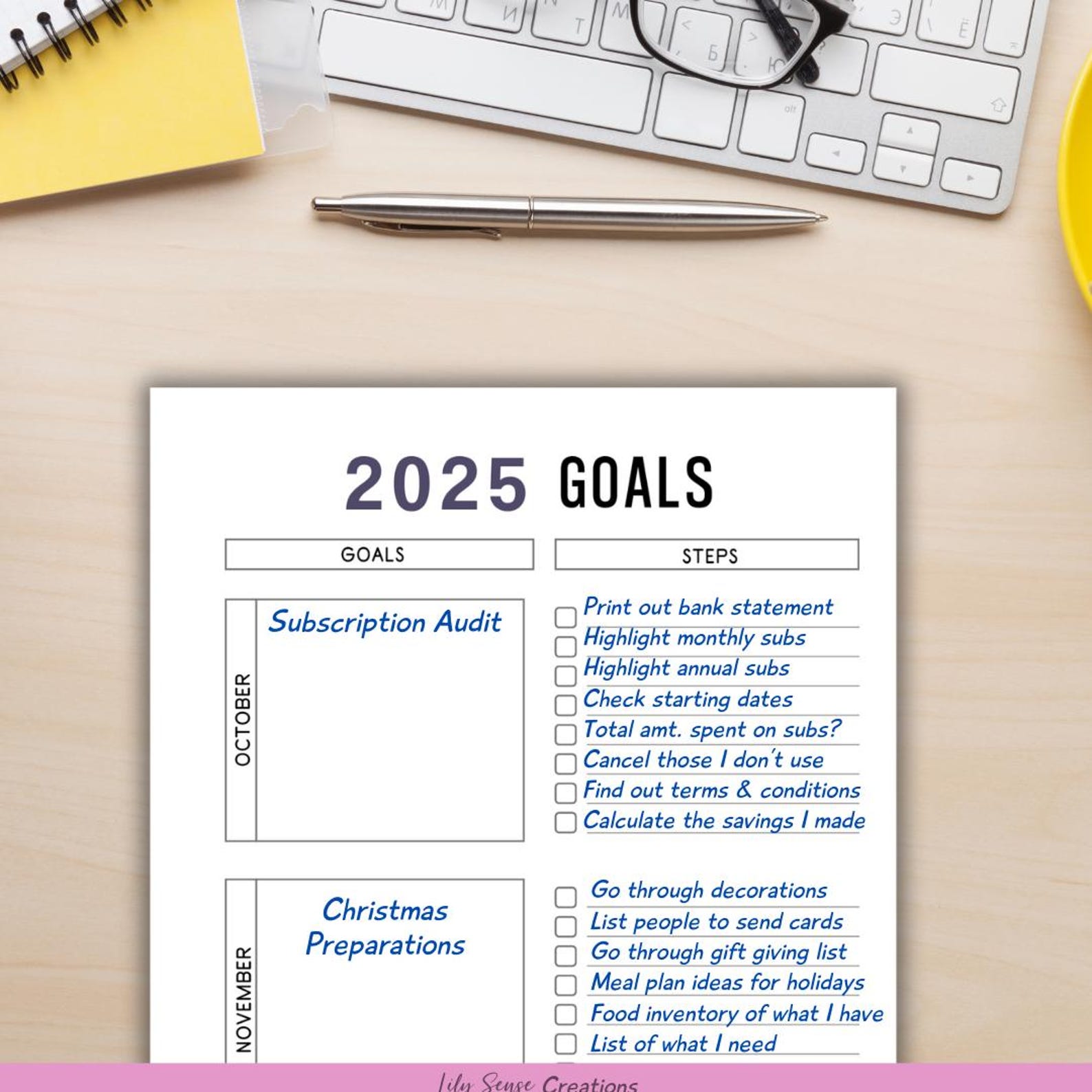 2025 Goals Tracker Printable, 2025 Yearly Goals, Monthly Goals Planner ...