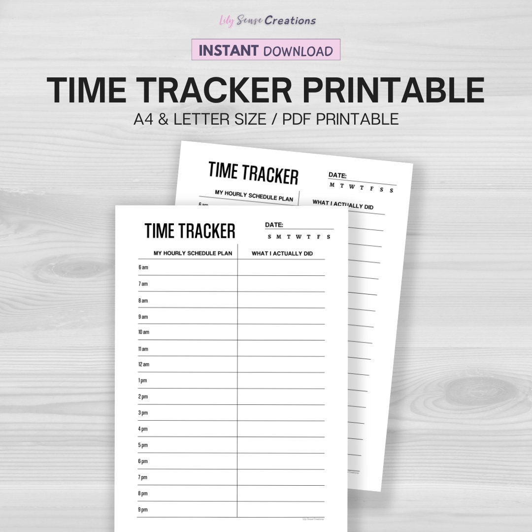 Time Tracker Printable, Time Management Template, Activity Tracker ...