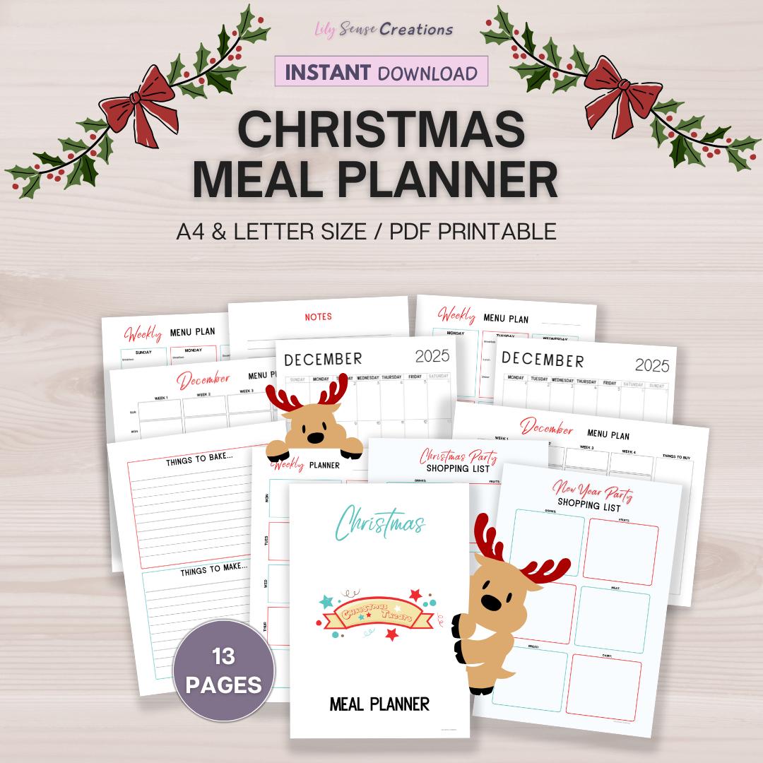 Printable Christmas Menu Planner Set, Holiday Planner, Xmas Menu ...