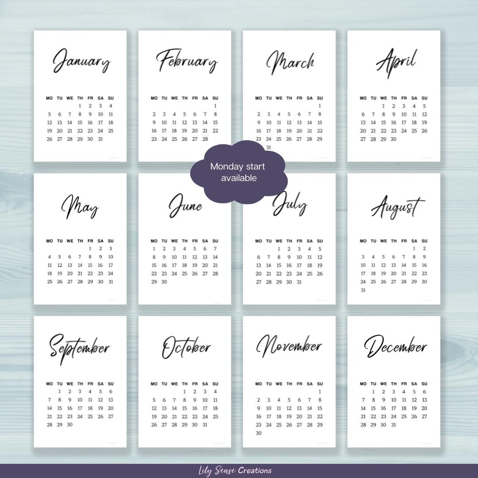 Large Font 2026 Monthly Calendar, Printable Monthly Planner, A4, A5 ...