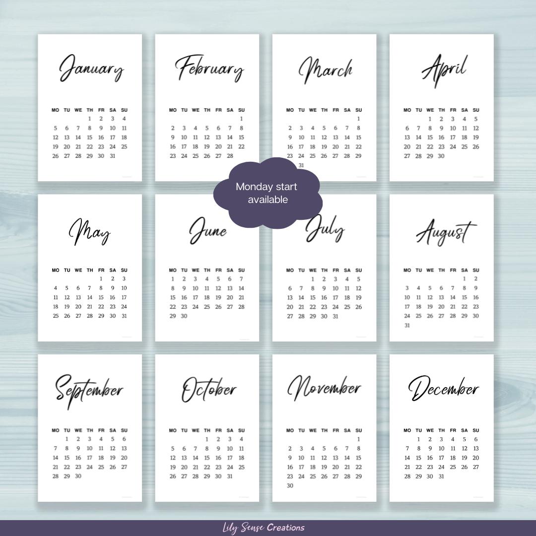 Large Font 2026 Monthly Calendar, Printable Monthly Planner, A4, A5 ...
