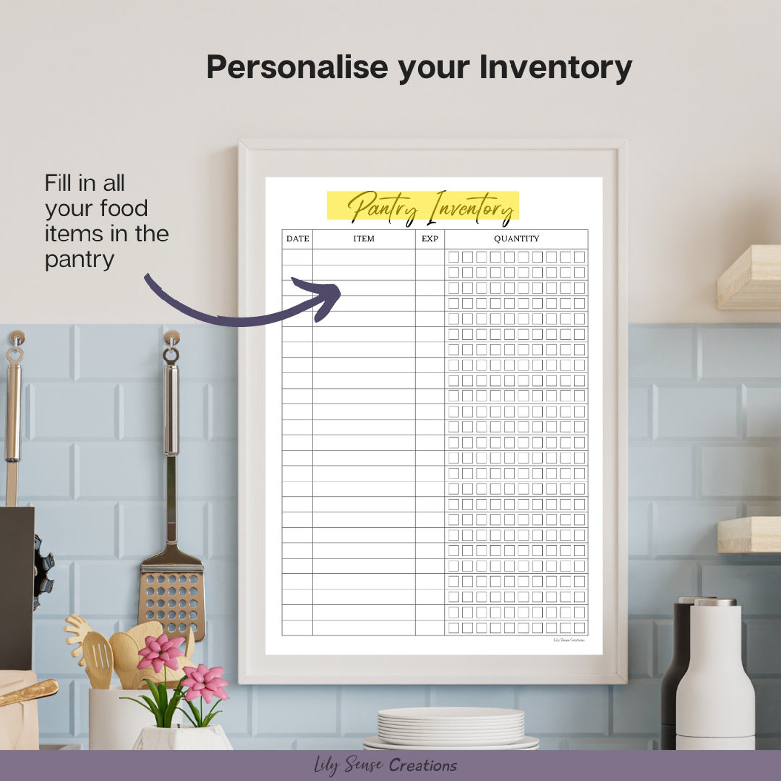 Kitchen Inventory, Printable Food Inventory Checklist, Fridge Inventory ...