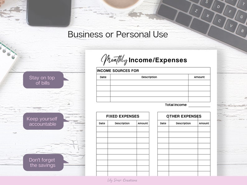 Monthly Income & Expense Tracker Printable Money Tracker - Etsy