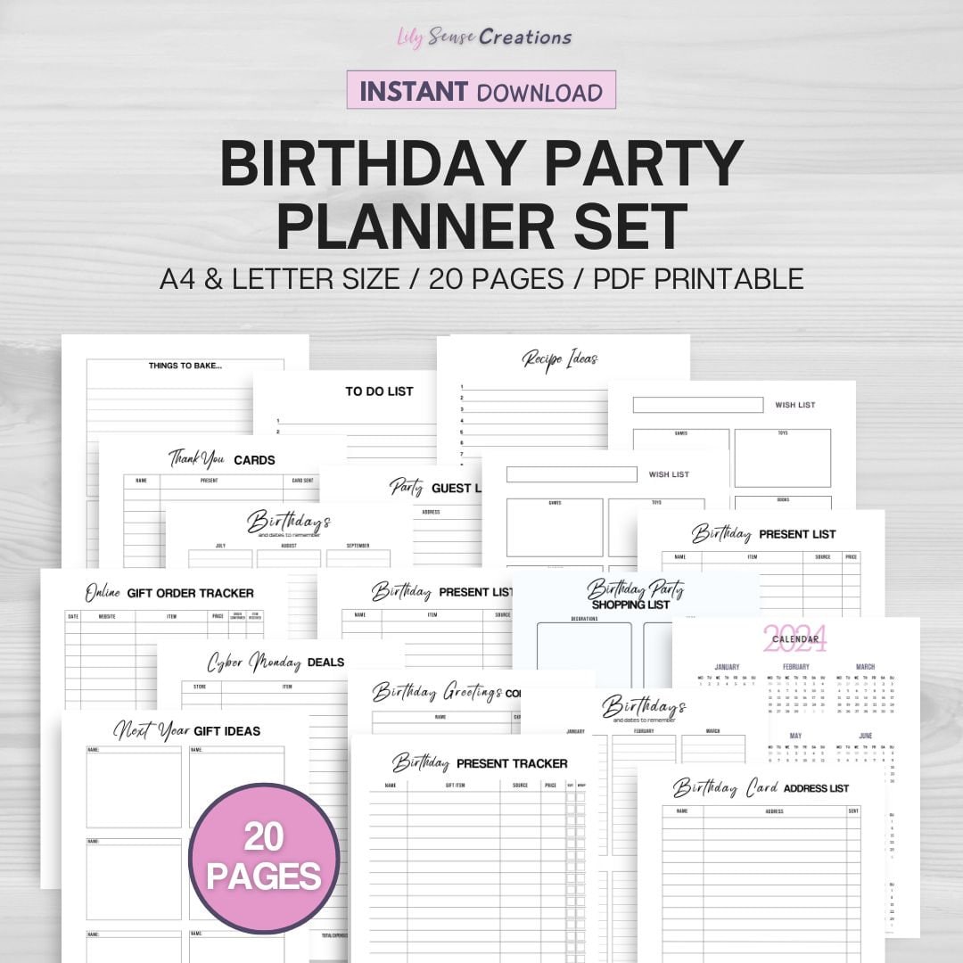 Birthday Printable Planner, Party Checklist, Event Planner, Party ...