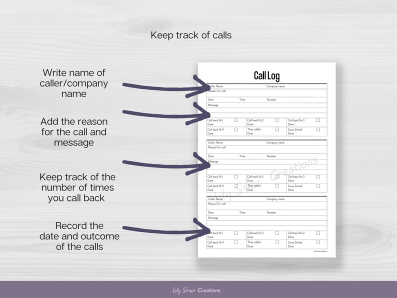 Printable Call Log Call Back Tracker Missed Call Template - Etsy