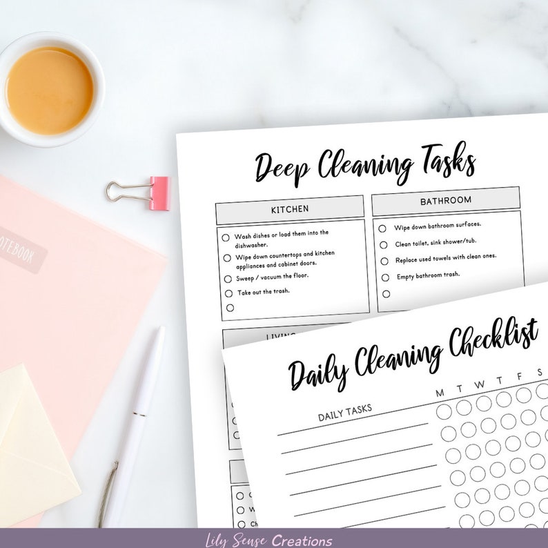 Cleaning Checklist Bundle, Printable Cleaning Schedule, Deep Cleaning ...