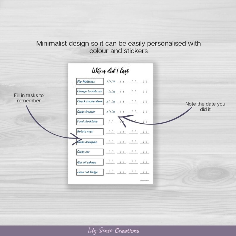 When Did I Last Tracker Printable, Recurring Task Log, Chores Tracker ...