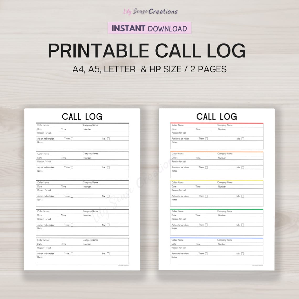 Printable Call Log Template, Communication Log, Phone Call Tracker ...