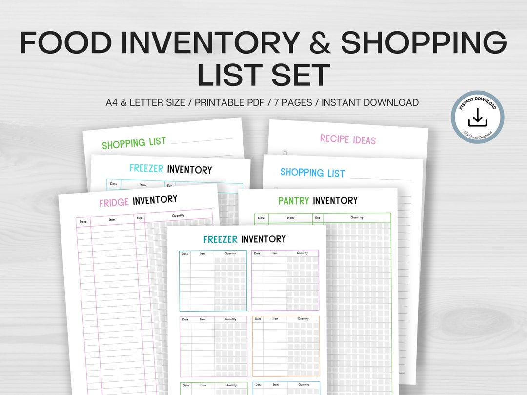 Food Inventory Tracker & Shopping List Set Fridge Inventory - Etsy