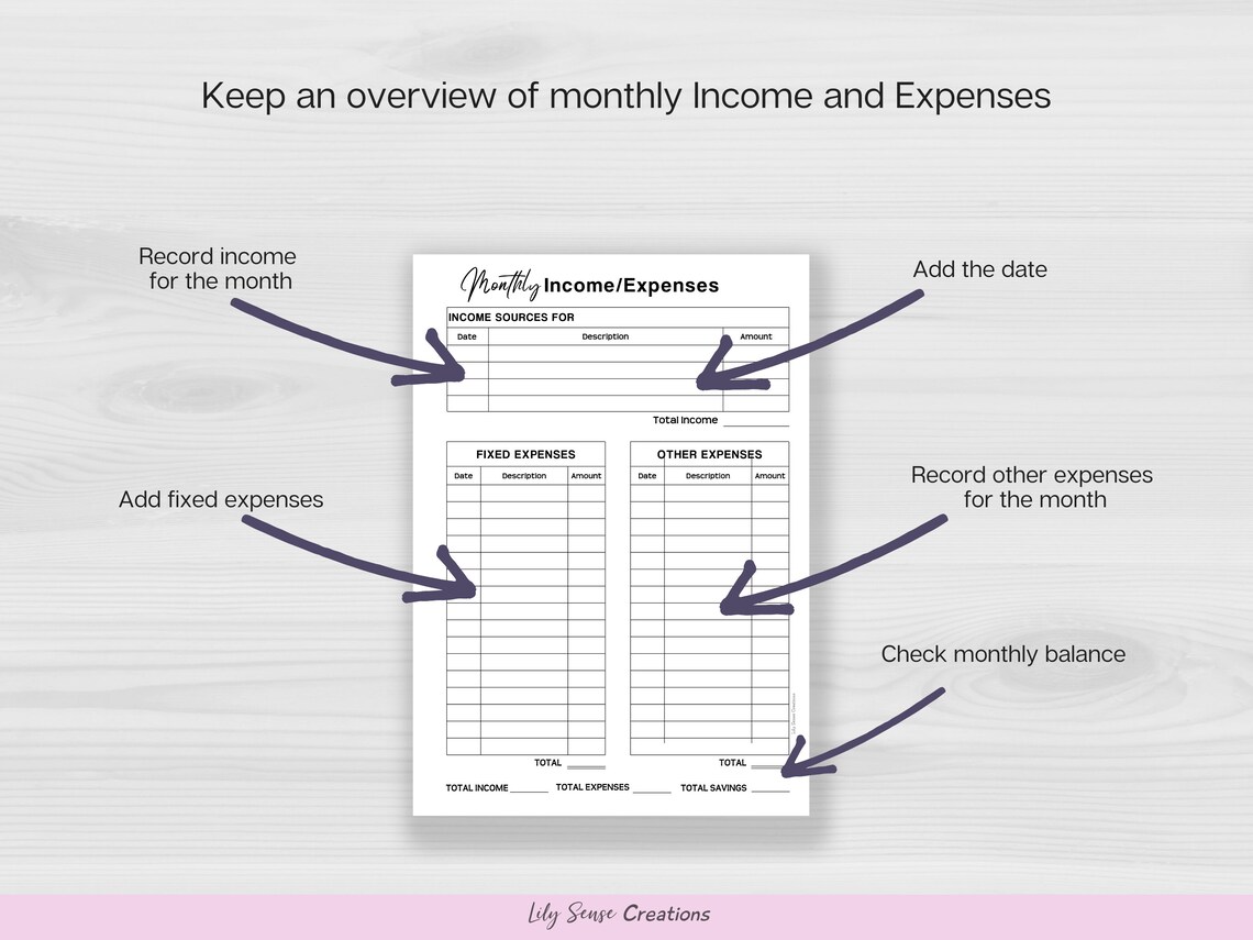 Monthly Income & Expense Tracker Printable Money Tracker - Etsy