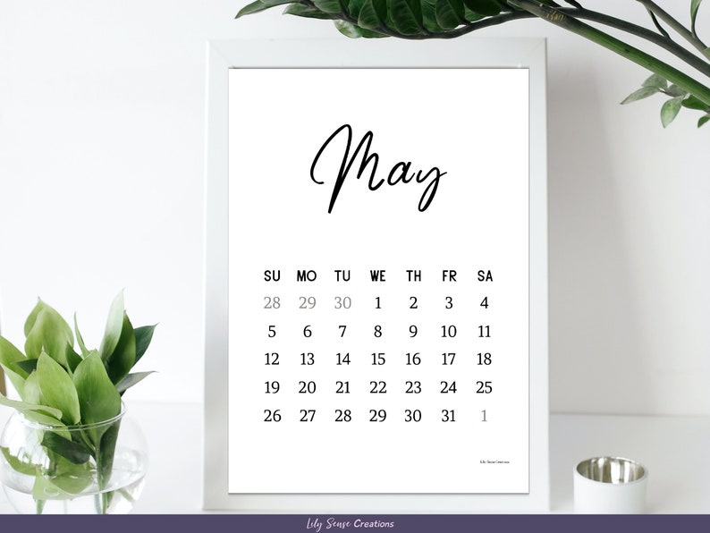 2024 Monthly Calendar Printable Large Font Monthly Calendar - Etsy