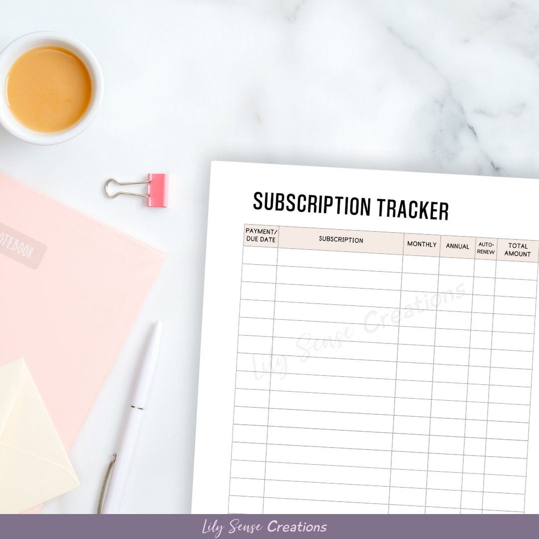 Subscription Tracker Printable, Membership Tracker, Subscription Log ...