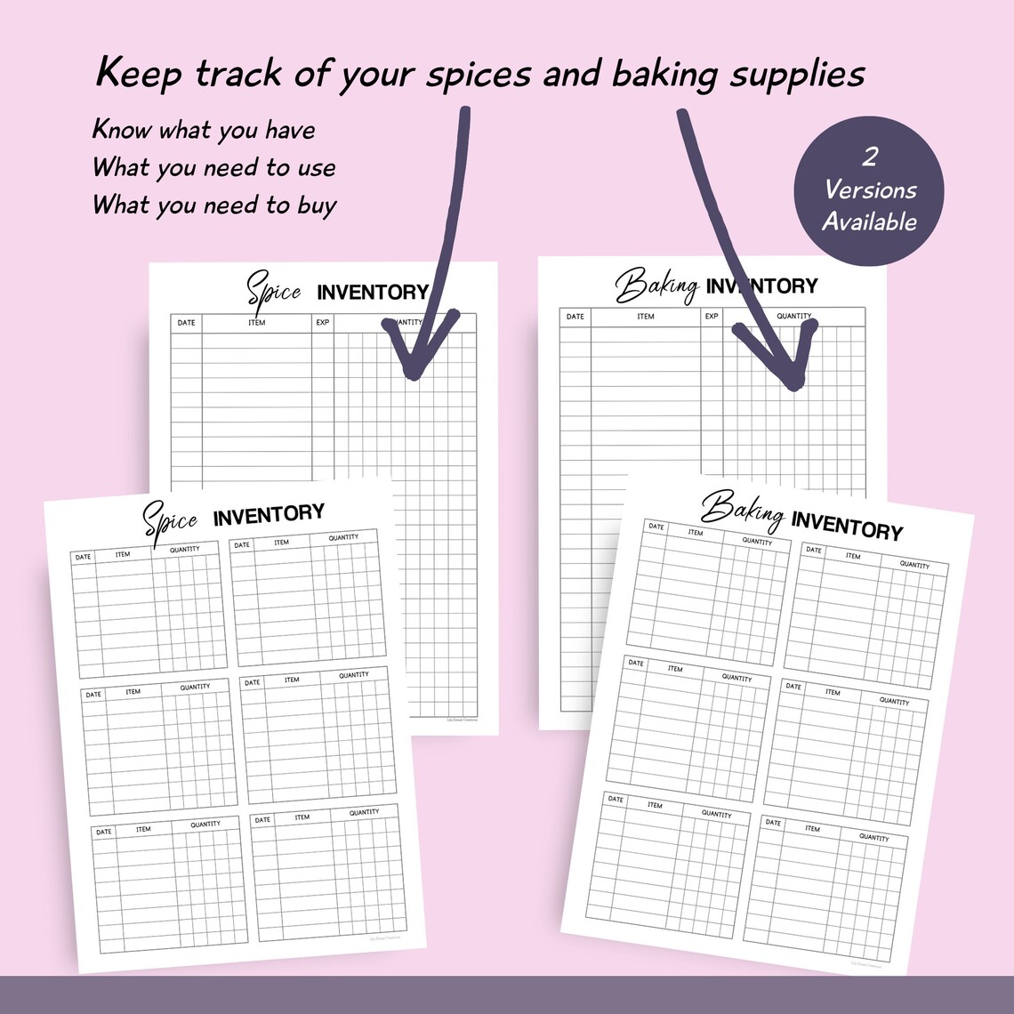 Kitchen Inventory, Printable Food Inventory Tracker, Pantry Inventory ...