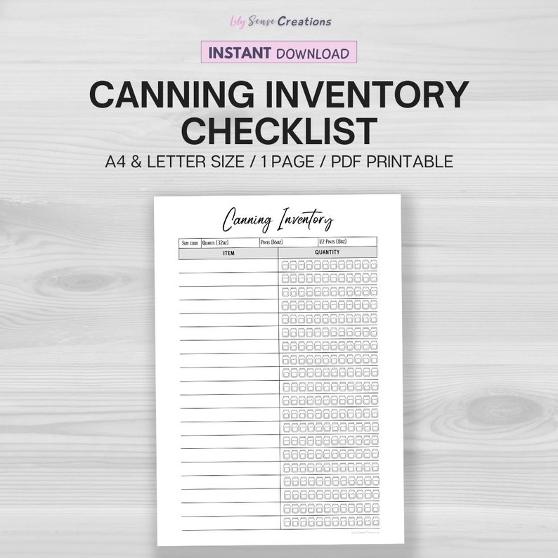 Printable Canning Inventory Planner for Long Term Food Storage, Home ...