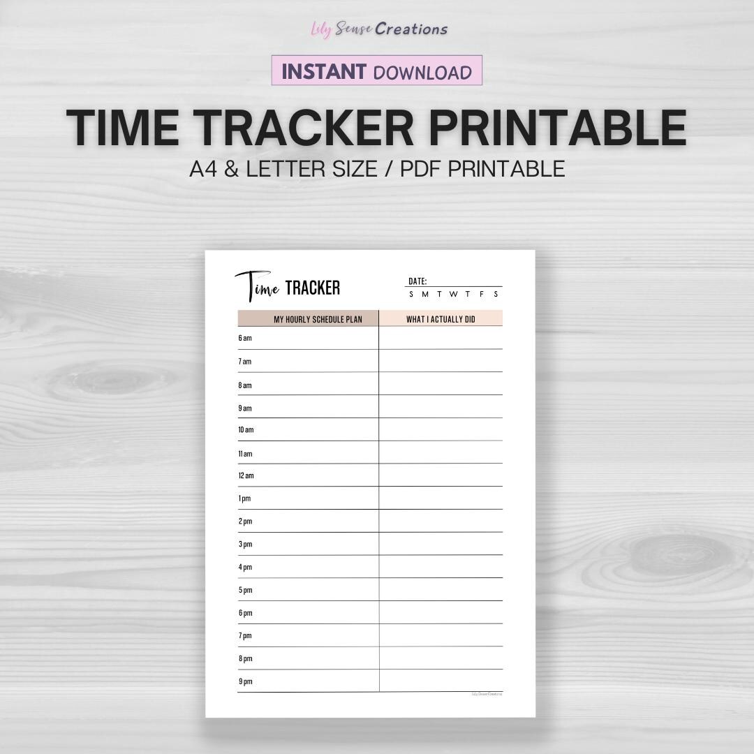 Time Tracker Printable, Time Management Template, Working Hours Log ...