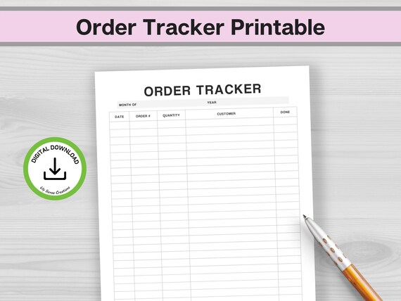 Order Tracker Printable Sheet Order Tracker Planner Digital - Etsy Canada