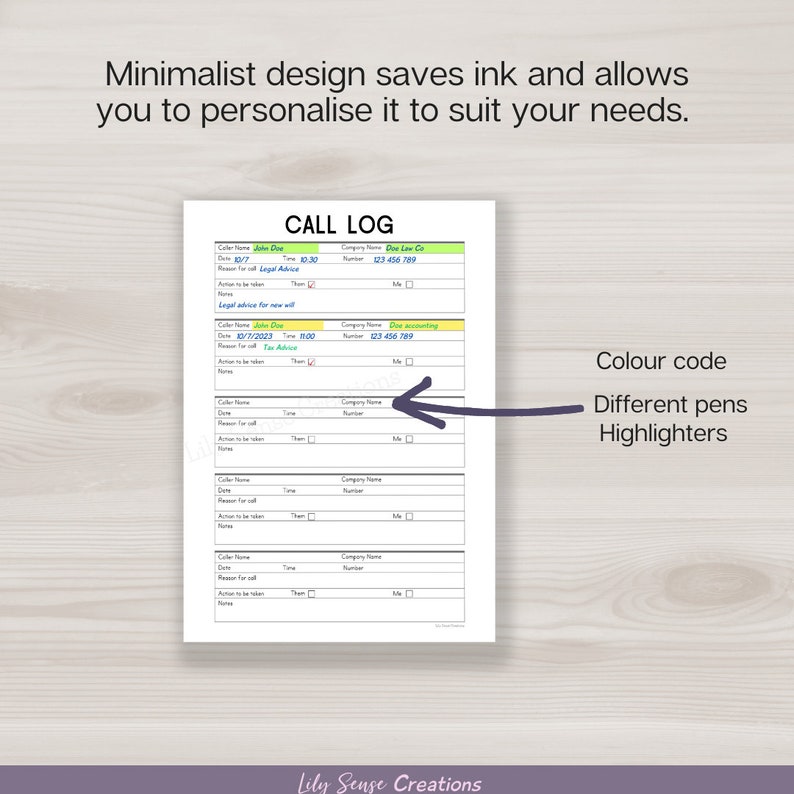 Printable Call Log Template, Communication Log, Phone Call Tracker ...