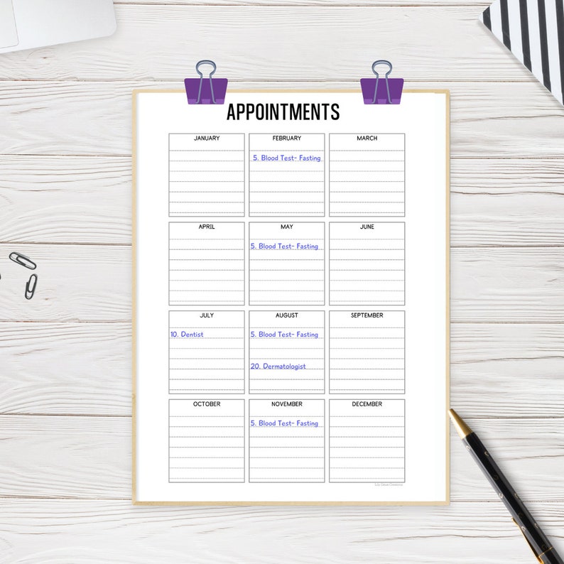 Medical Appointment Log, Printable Appointment Tracker, Doctor Contact ...