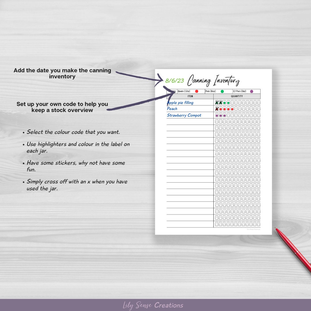 Printable Canning Inventory Planner for Long Term Food Storage, Home ...
