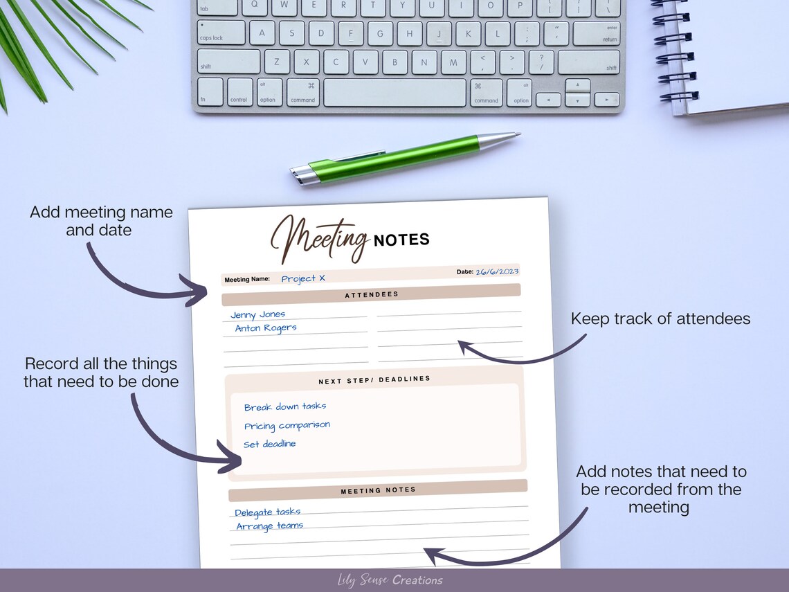 Printable Meeting Notes Template Business Meeting Agenda - Etsy