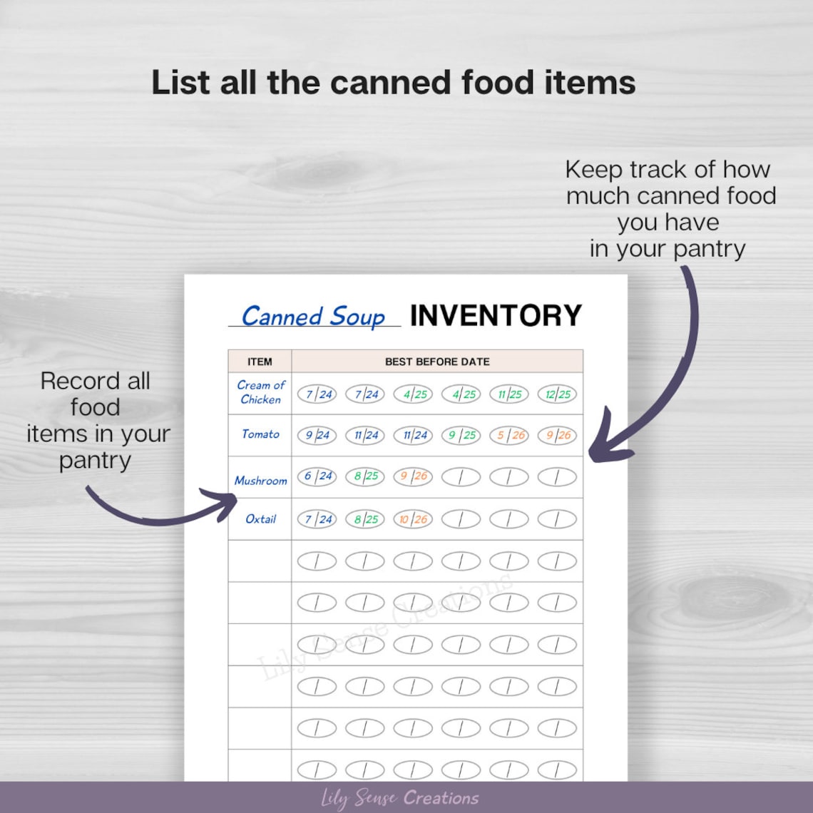 Printable Can Inventory Checklist Template, Canned Soup Tracker, Canned Food Inventory ...