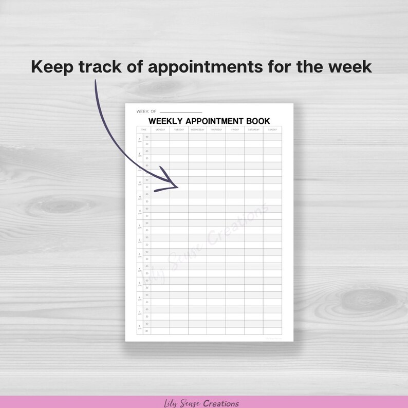 Weekly Appointment Planner Printable, Weekly Schedule Planner ...