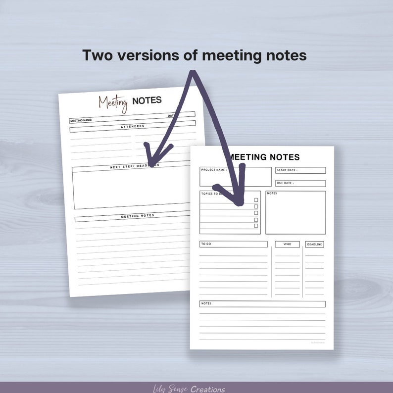 Meeting Agenda Bundle, Printable Meeting Notes Planner Set, Meeting ...