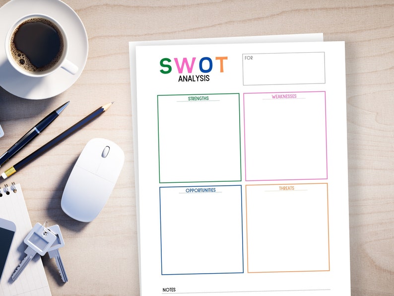 Swot Analysis Printable Page SWOT Template Worksheet A4 and - Etsy