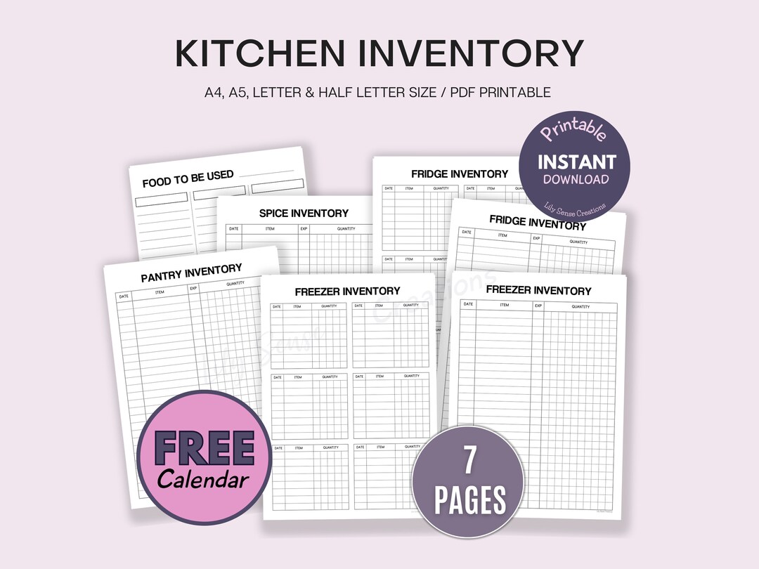 Printable Kitchen Inventory Checklist Food Inventory Fridge - Etsy