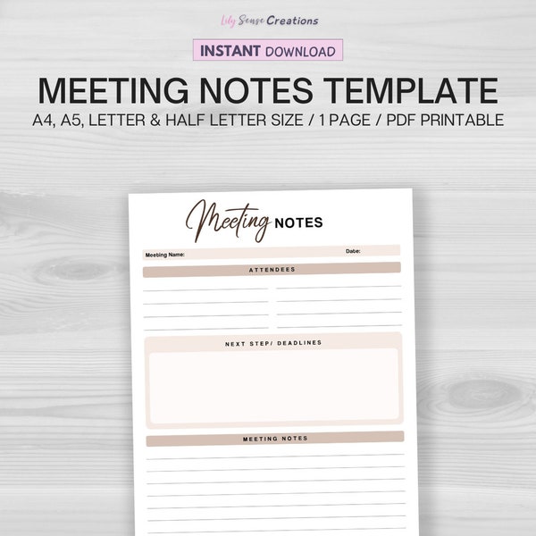 Printable Meeting Notebook - Etsy